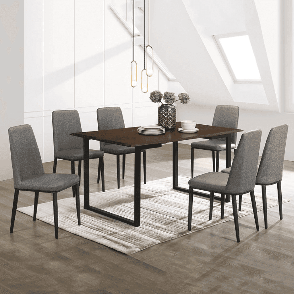 Ciro Wooden Dining Set (1+6) – Megafurniture