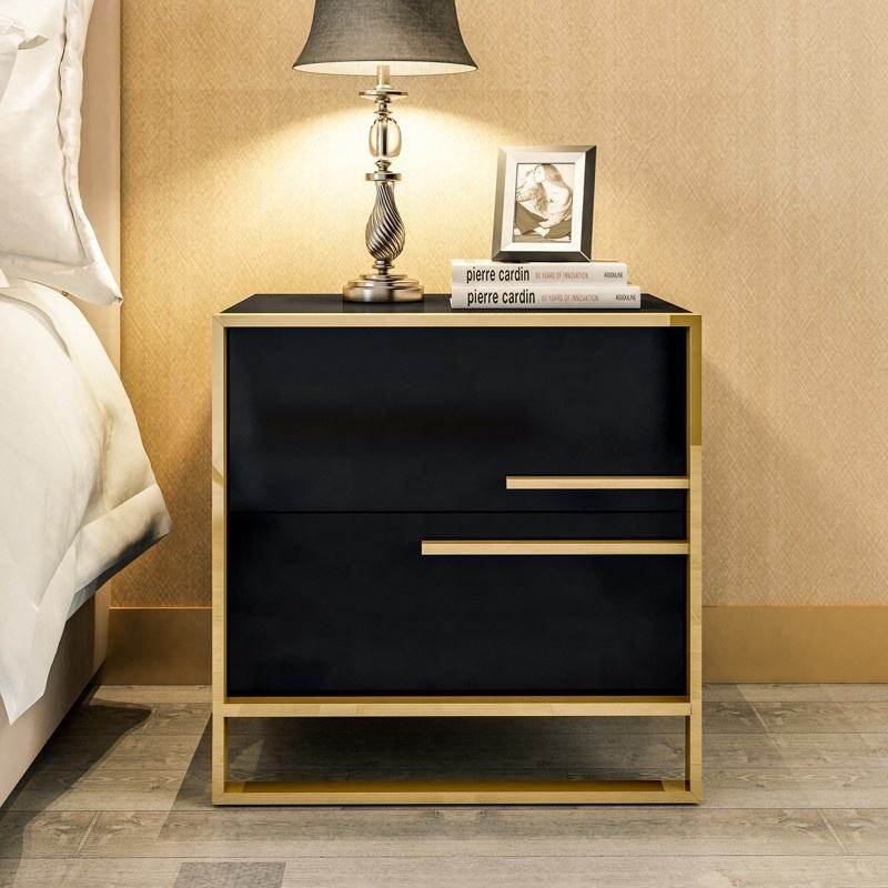 Diona Black Bedside Table (50cm) – Megafurniture