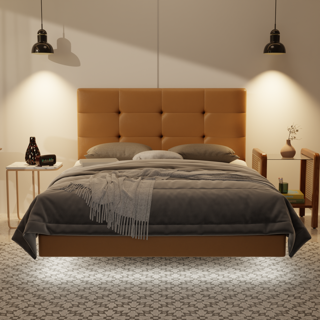 Rachelle Genuine Leather Floating Bed Frame (With LED) by Esteller ...