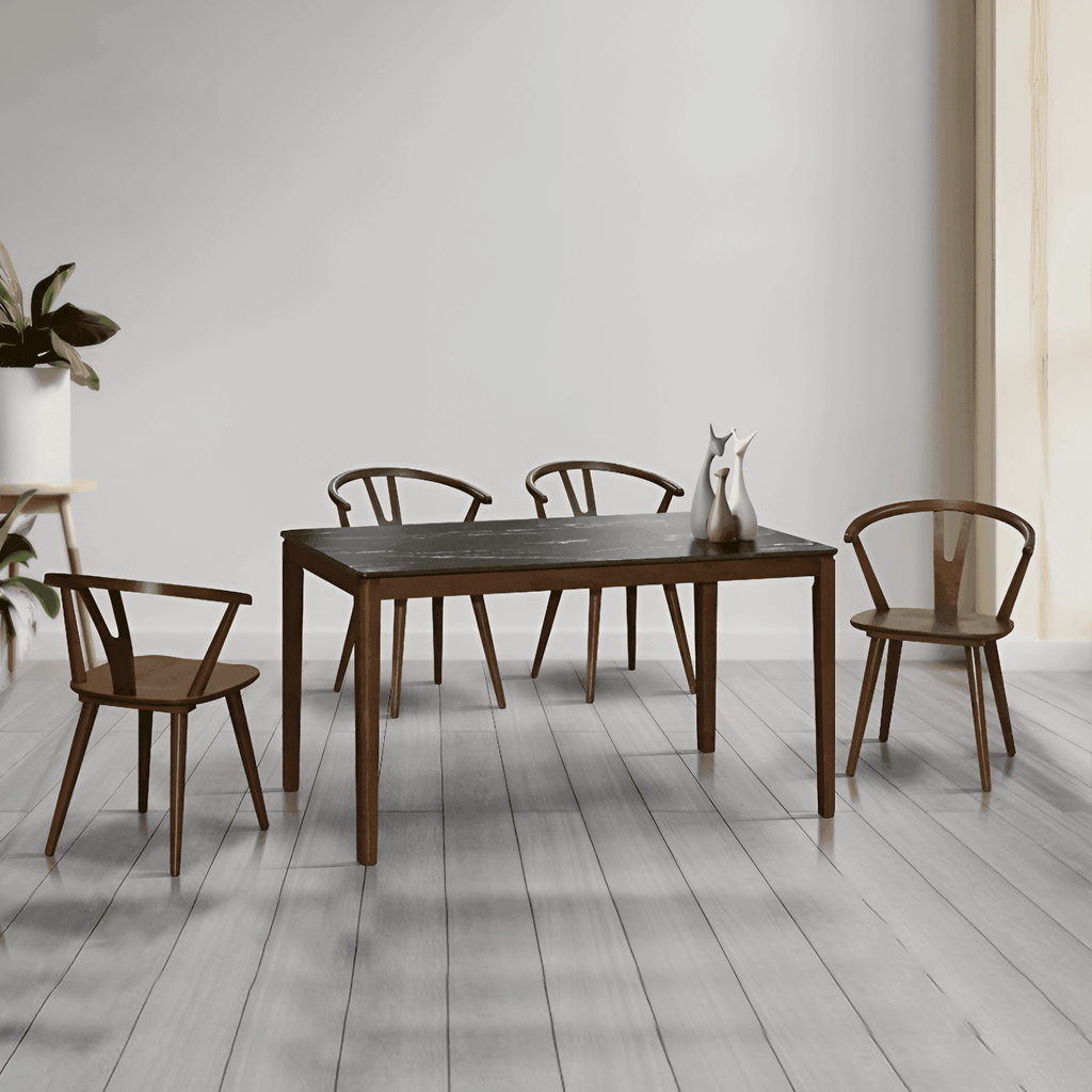 Alafia Wooden Dining Set with HPL Moulded Set Top (1+4) – Megafurniture