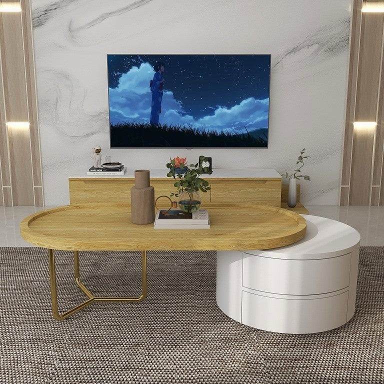 Aubrey Wooden Coffee Table with Drawers – Megafurniture