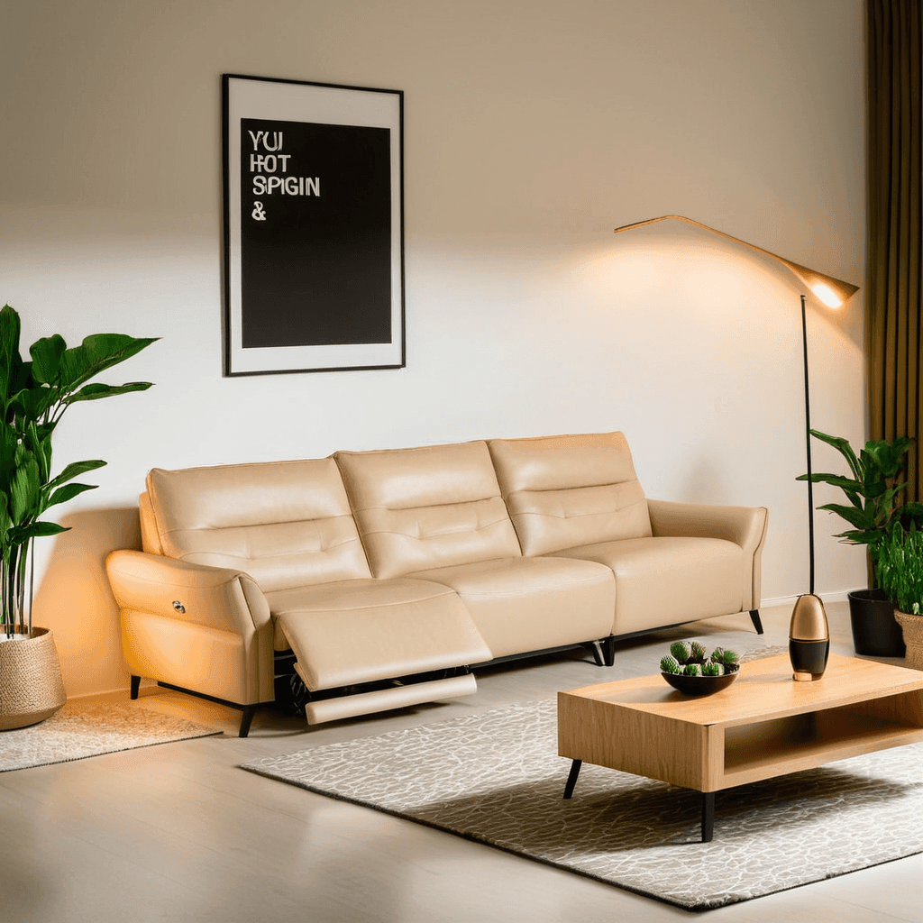 Avioli Recliner Leather Sofa – 3,2,1 Seater – Beige – Megafurniture SG