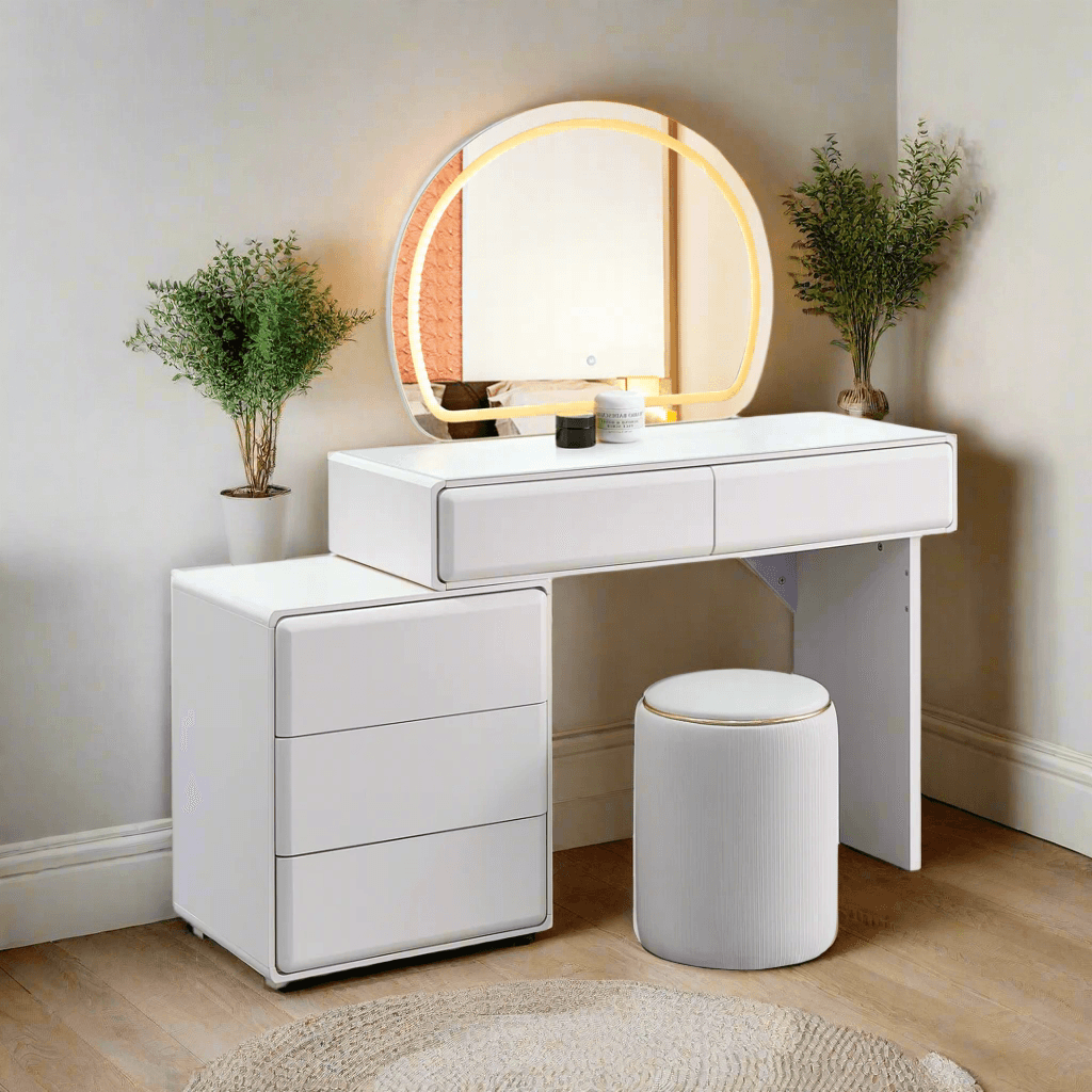Cascianne Extendable Dressing Table with Dressing Stool – Megafurniture