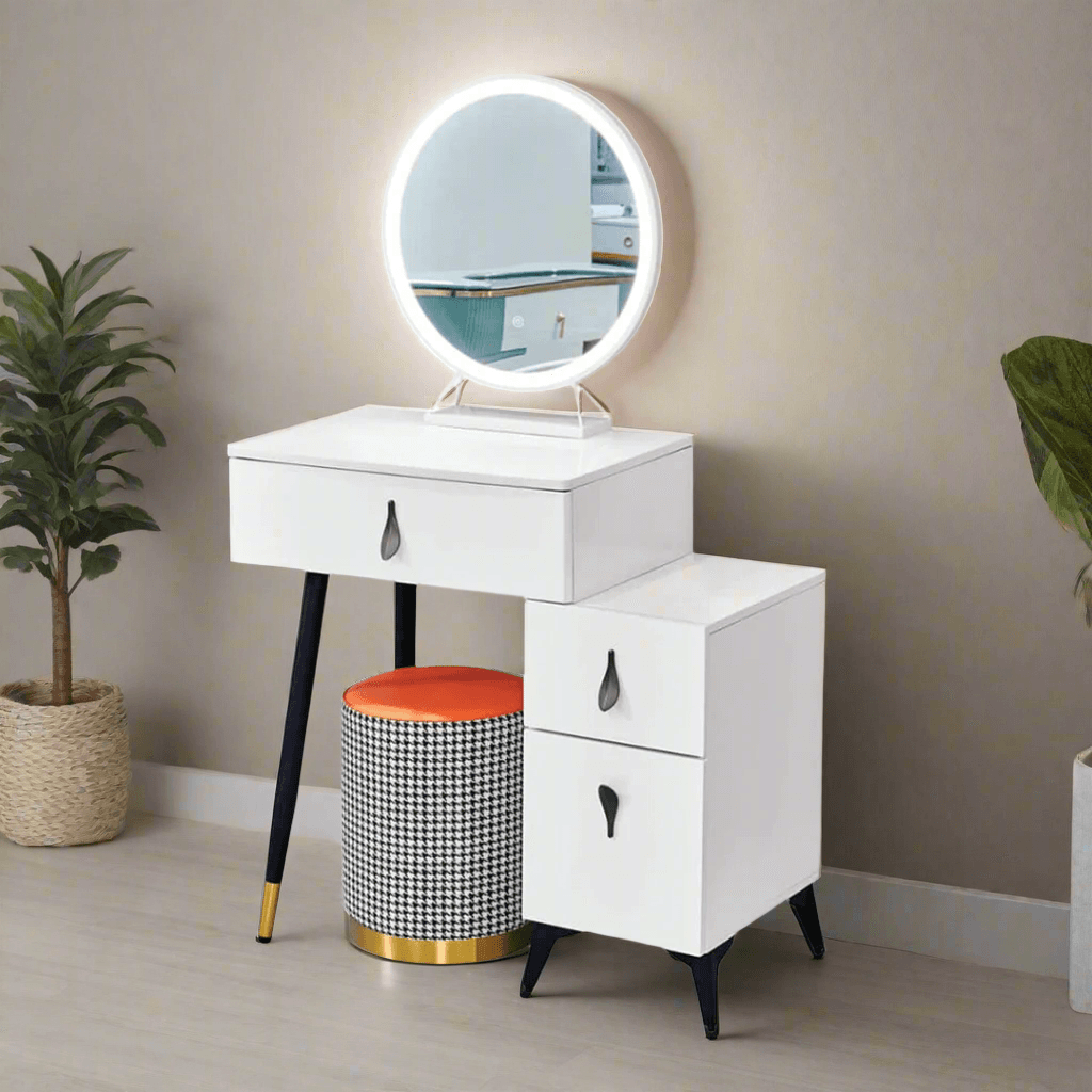 Ciana Extendable Dressing Table – Gloss White Finish & 3 Drawers ...
