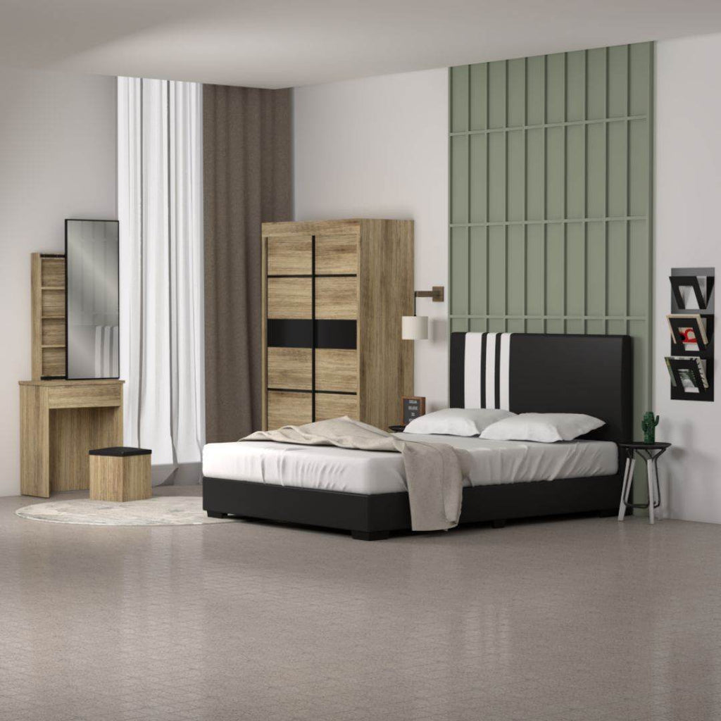 Claria Bedroom Set (Bed Frame + Mattress + Wardrobe) – Megafurniture
