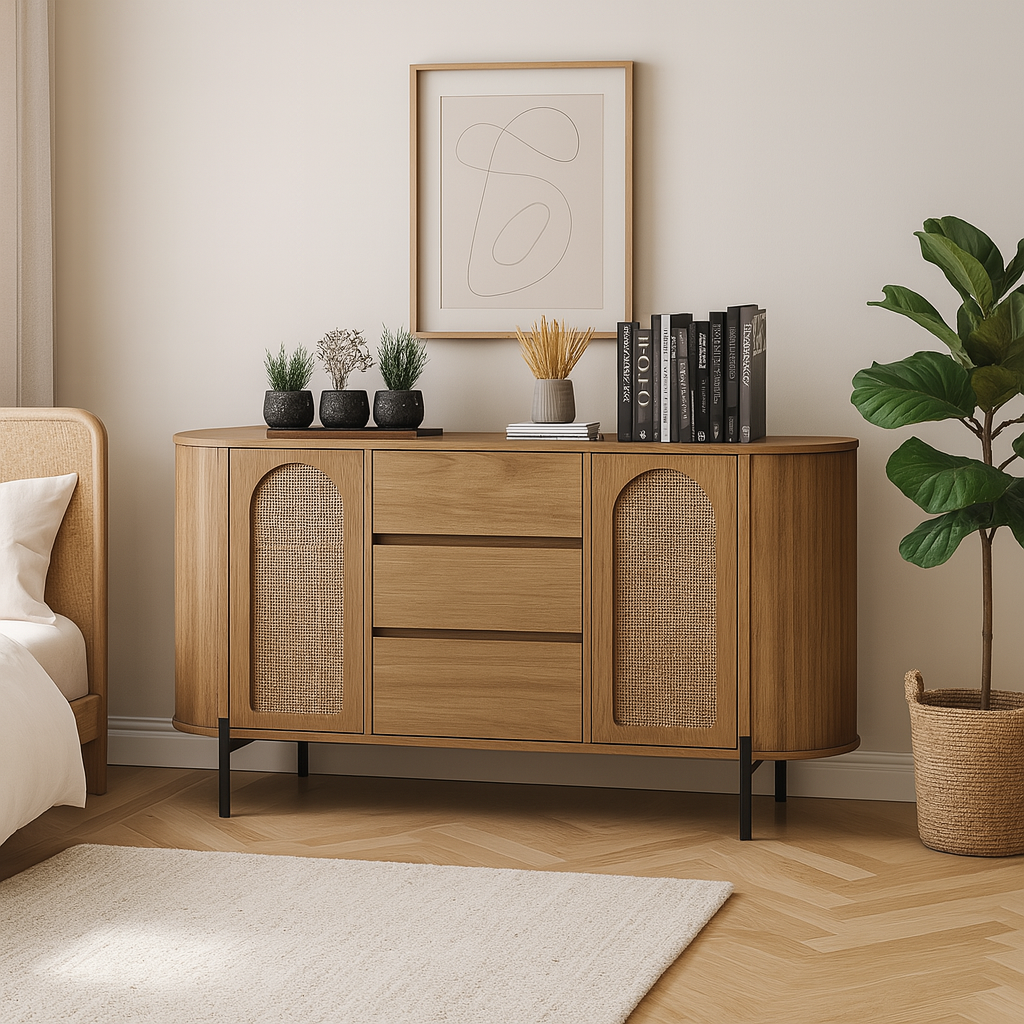 Zoya Rattan Buffet Hutch (159cm) – Megafurniture