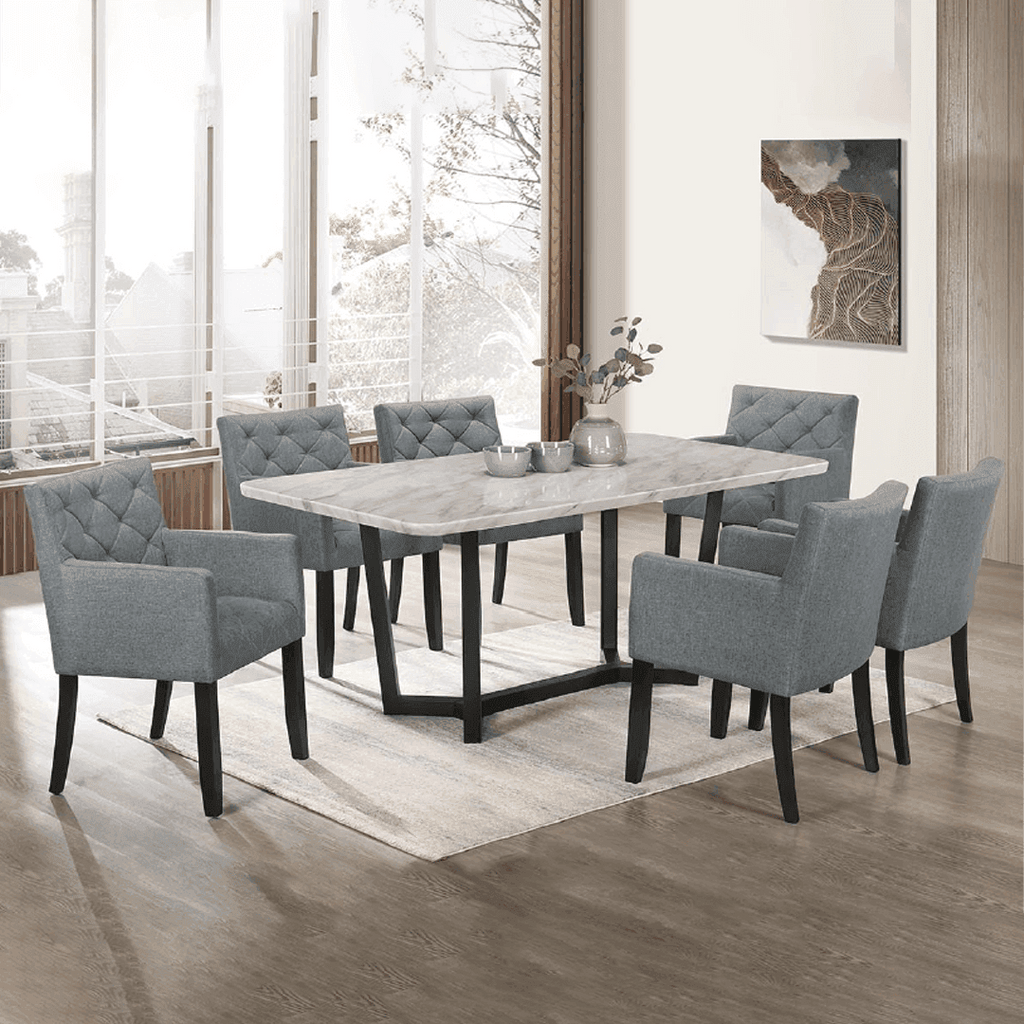 Fiorelle Marble Dining Set (1+6) – Megafurniture
