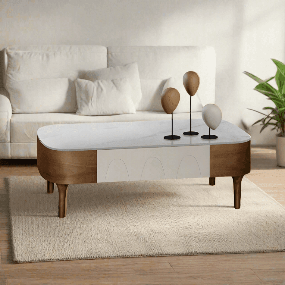 Grant Coffee Table with Crystalised Stone Top – Megafurniture