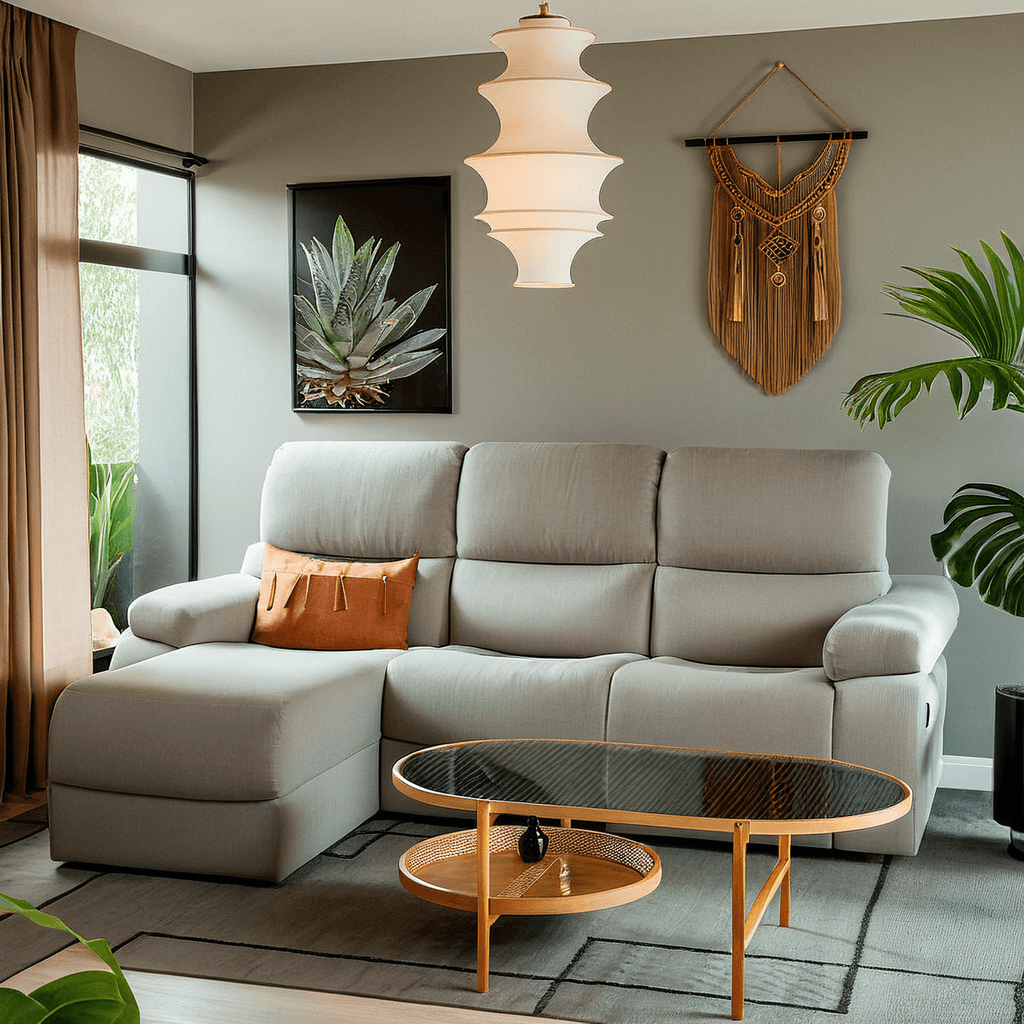 Kalmer Fabric Recliner L-Shaped Sofa – Manual Recliner, Premium Fabric ...