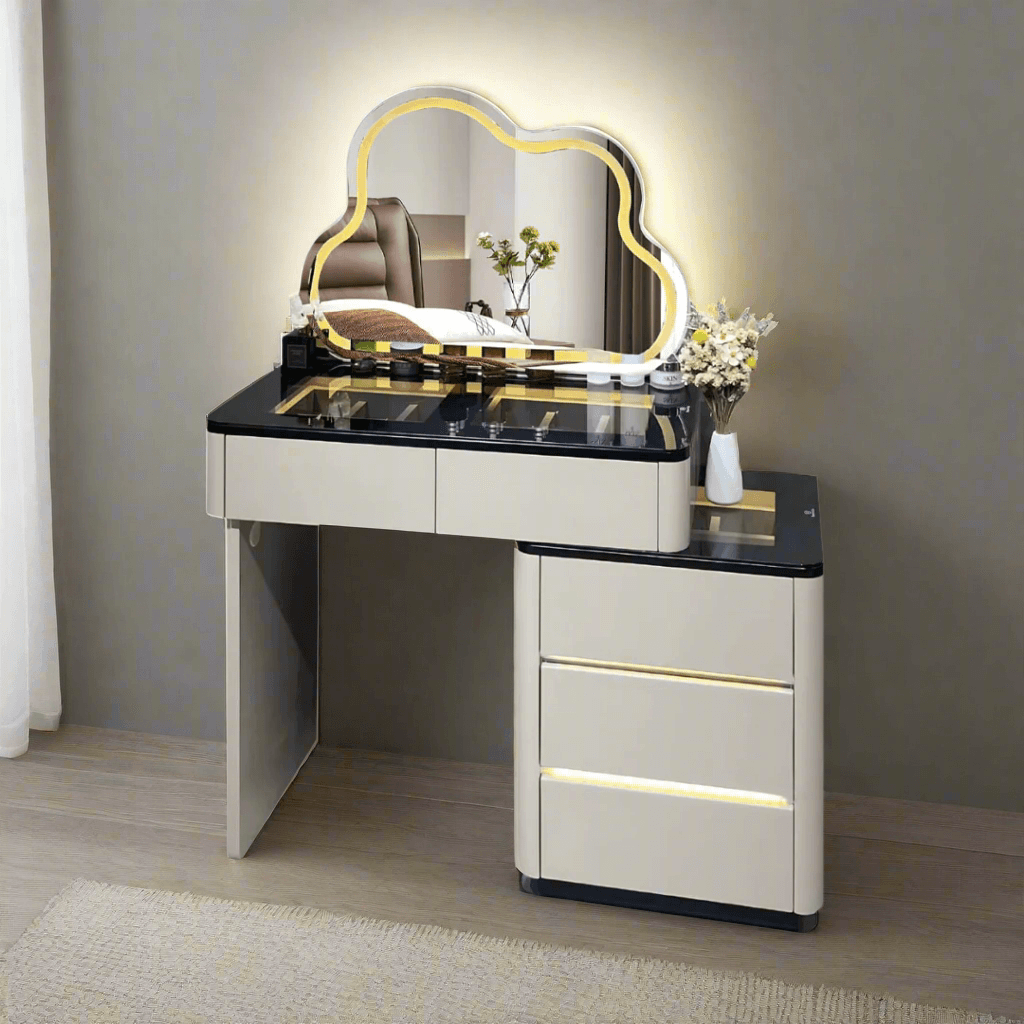 Kiara Extendable Dressing Table – LED Mirror & Illuminated Storage ...