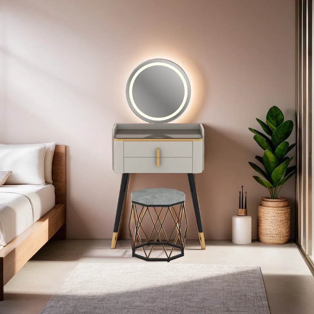 Leander Dressing Table with Tempered Glass Top – Megafurniture