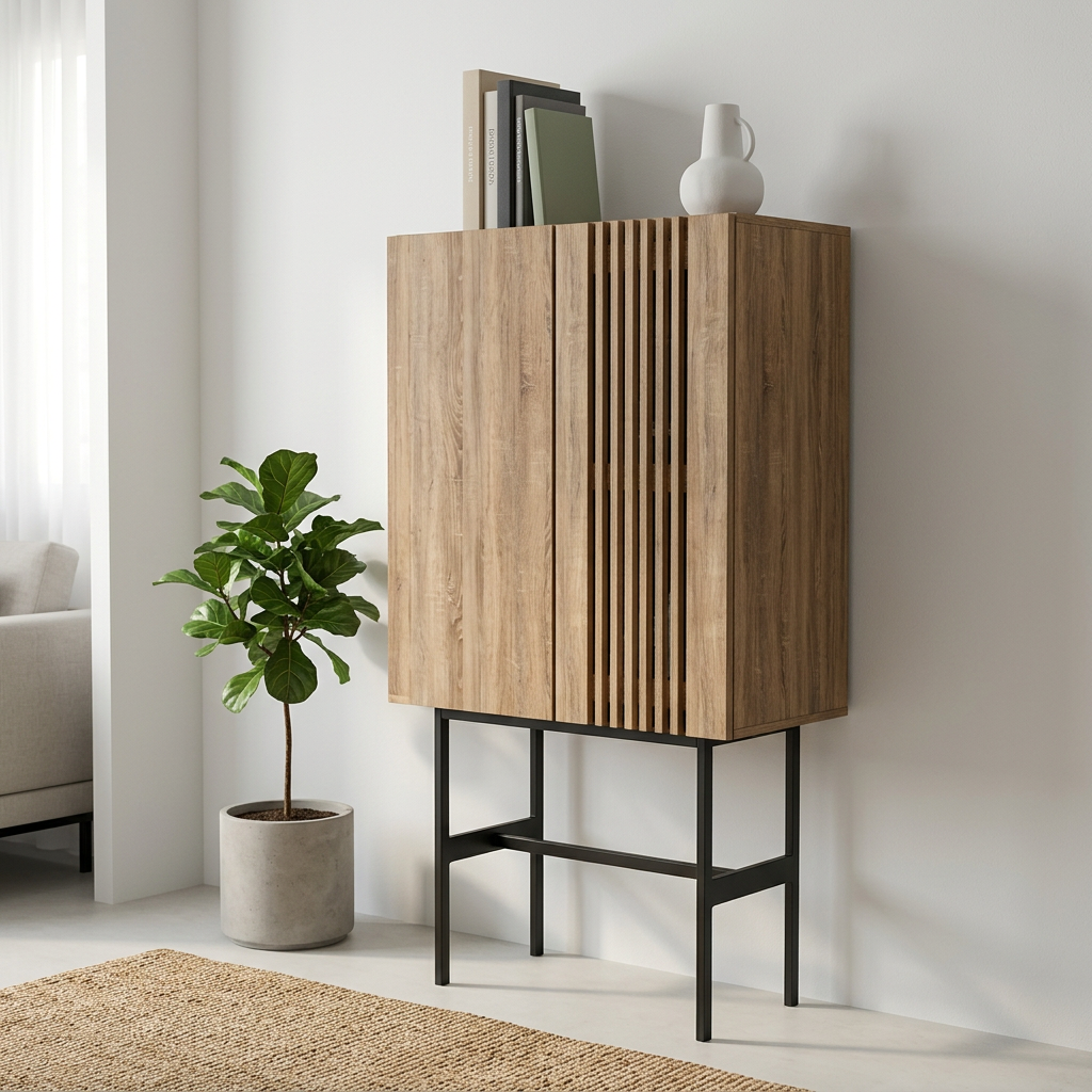 Particle Board Divider Bookshelf – Marchel 80cm with 2 Doors ...
