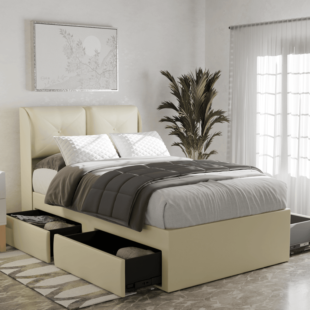 Mohave Faux Leather Drawer Bed Frame – Megafurniture