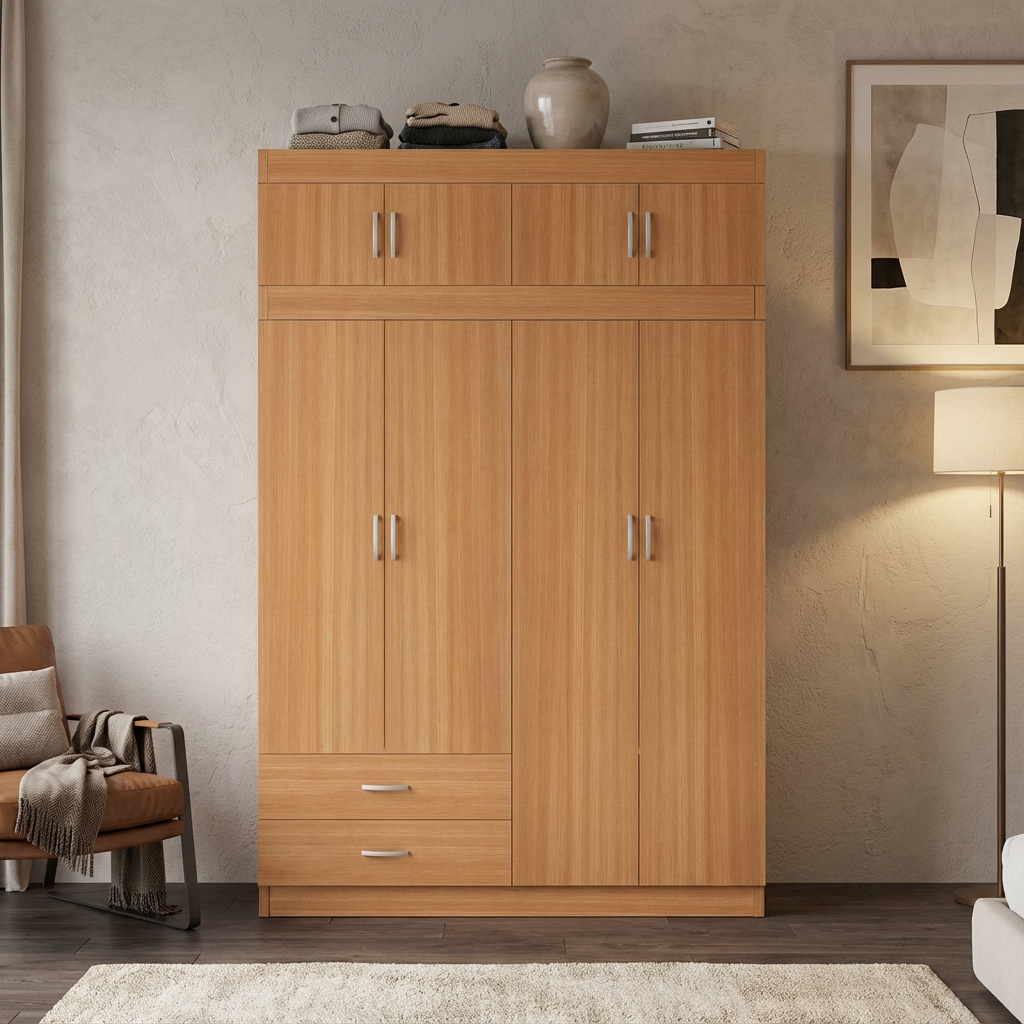 Quinton 4 Door Open Wardrobe with Top – Megafurniture