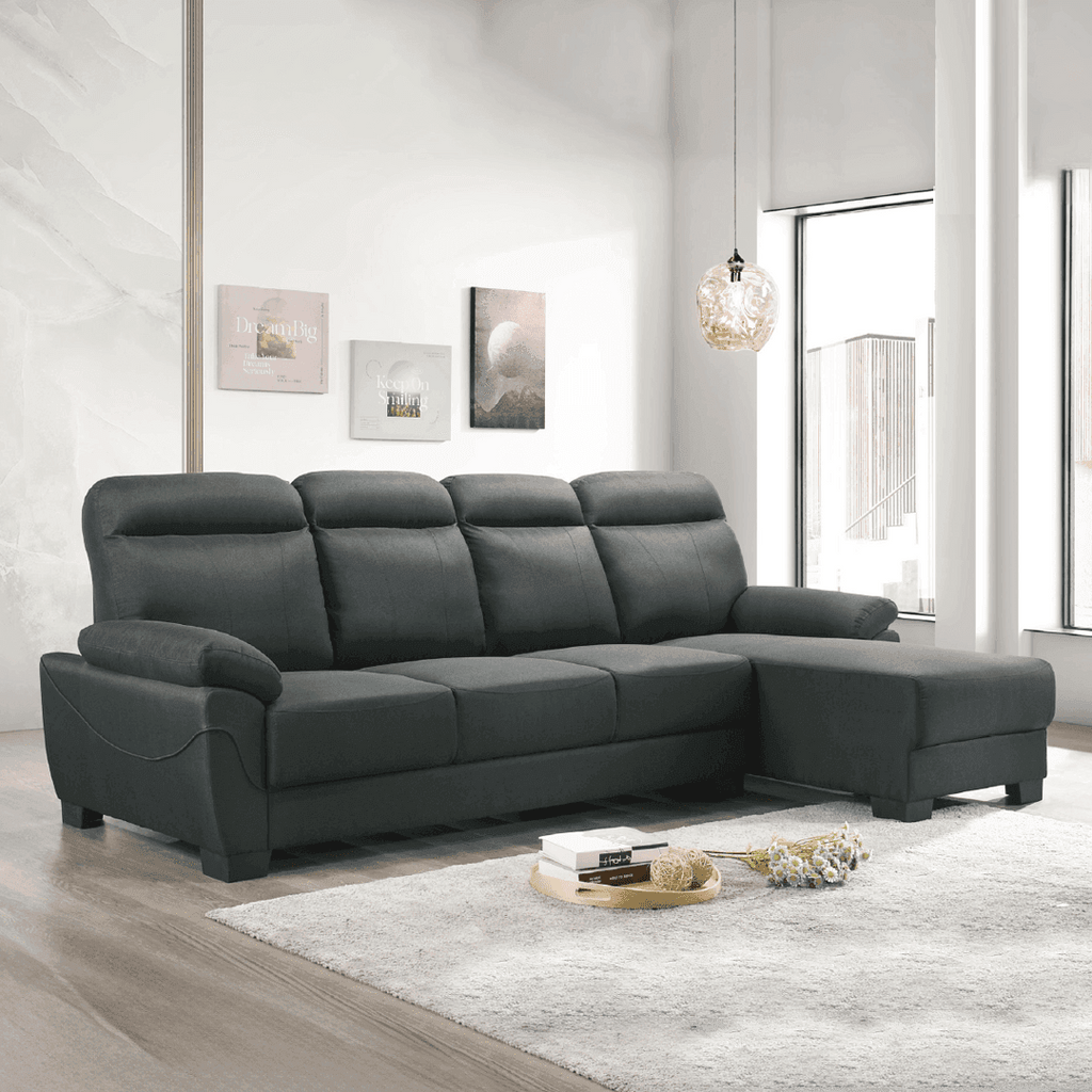 Pomer L-Shaped Faux Leather Sofa (4 Seater) – Megafurniture