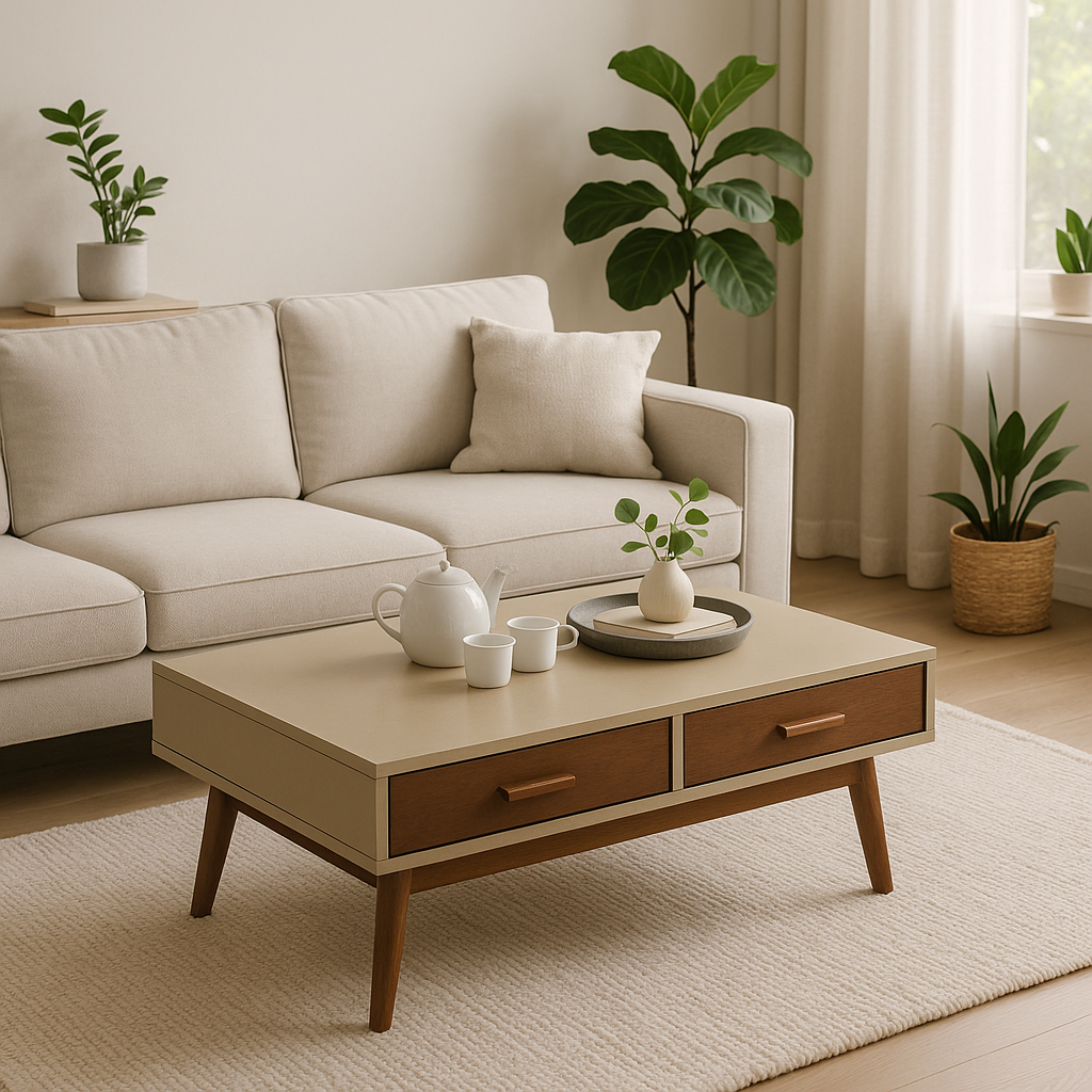 Wooden Coffee Table – Presley 120cm Two Tone | Megafurniture Singapore