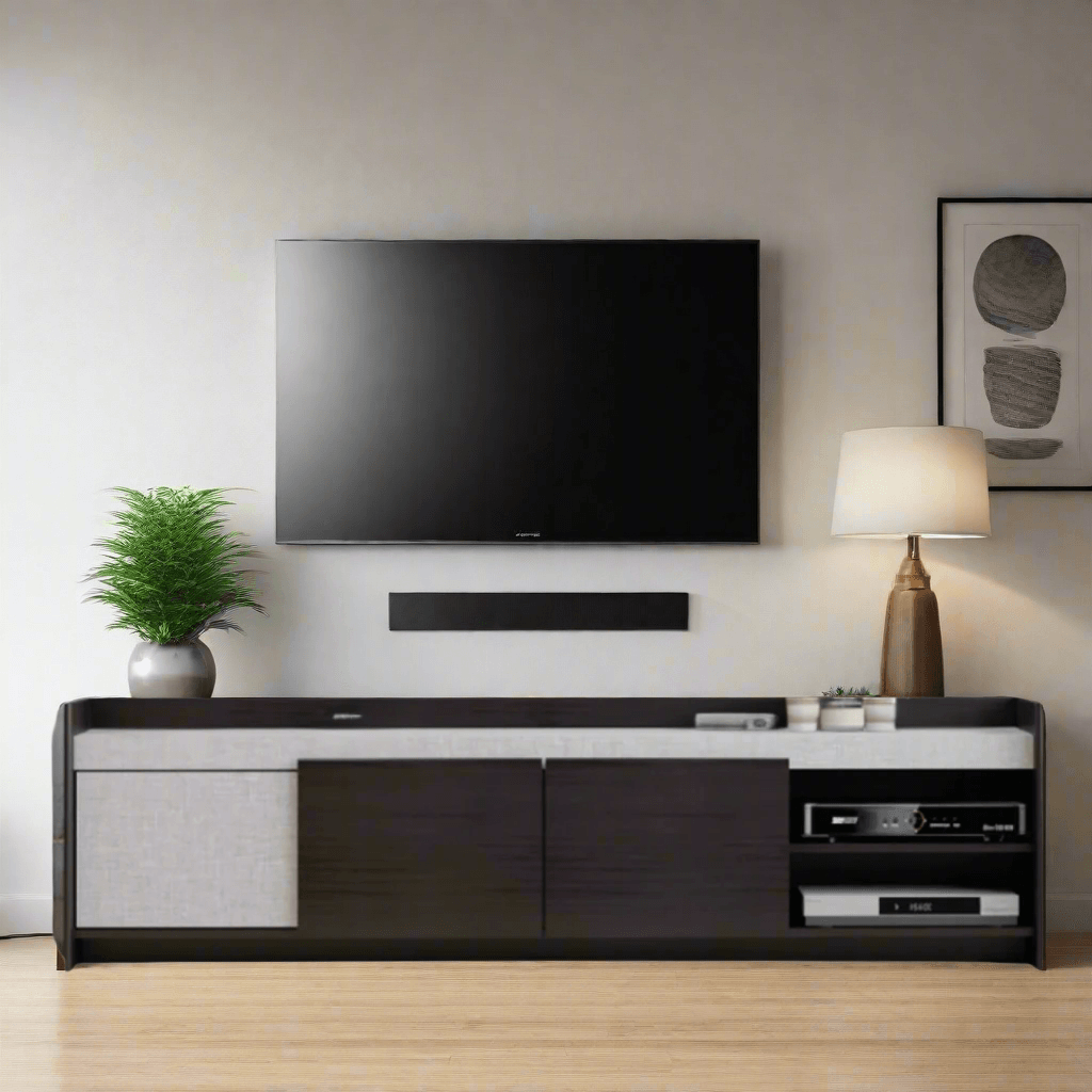 Remington TV Console – Ash Grey & Walnut Wood Finish with Open Shelves ...