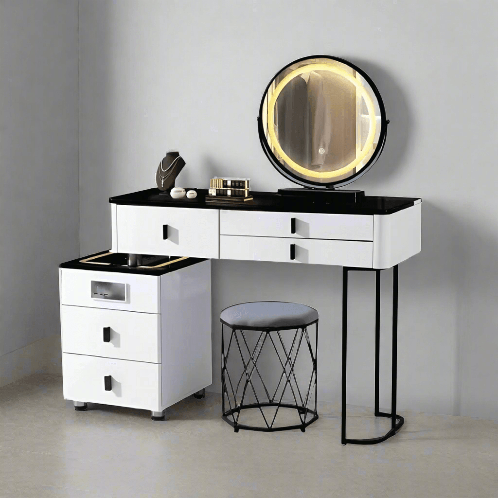 Riale Extendable Dressing Table – LED Mirror, USB Port & Wireless ...