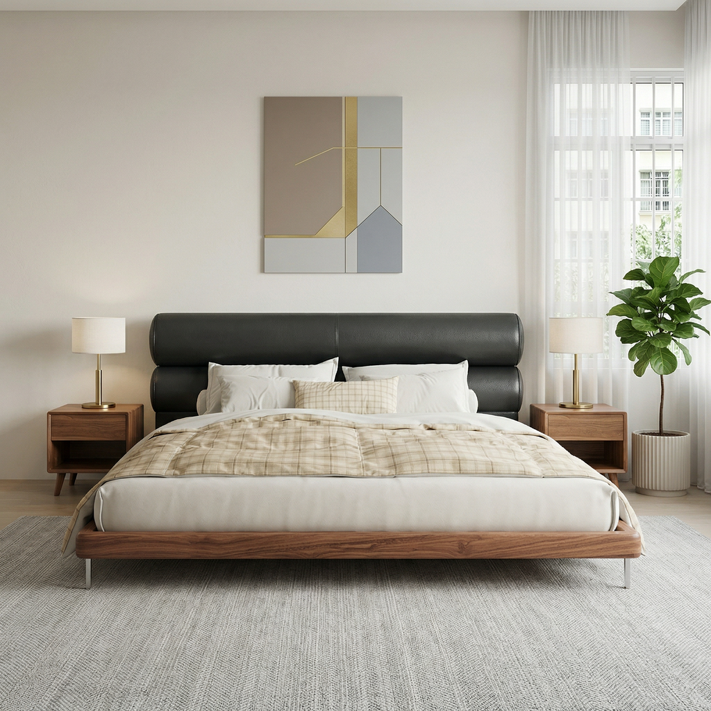Serelle Leather Bed Frame – Megafurniture