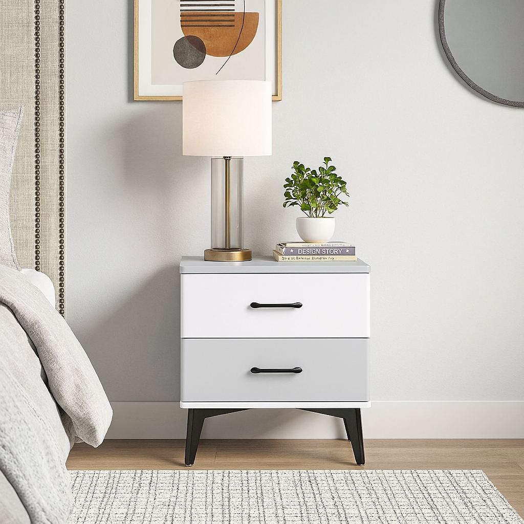 Miles Two Tone Bedside Table (48cm) – Megafurniture