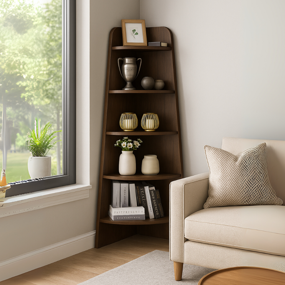 Waylon Corner Shelf – Walnut | Solid Wood Frame, Compact Design ...