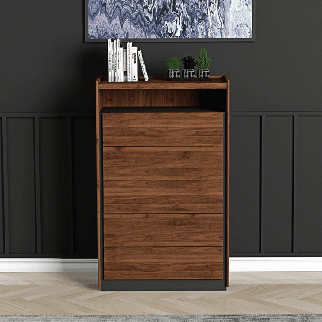 Scout Wooden Chest of Drawers (76cm) – Modern Scandinavian 5-Tier ...