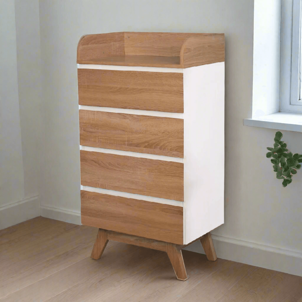 Tillian Chest of Drawer (60cm) – White & Oak Storage with 4 Drawers ...
