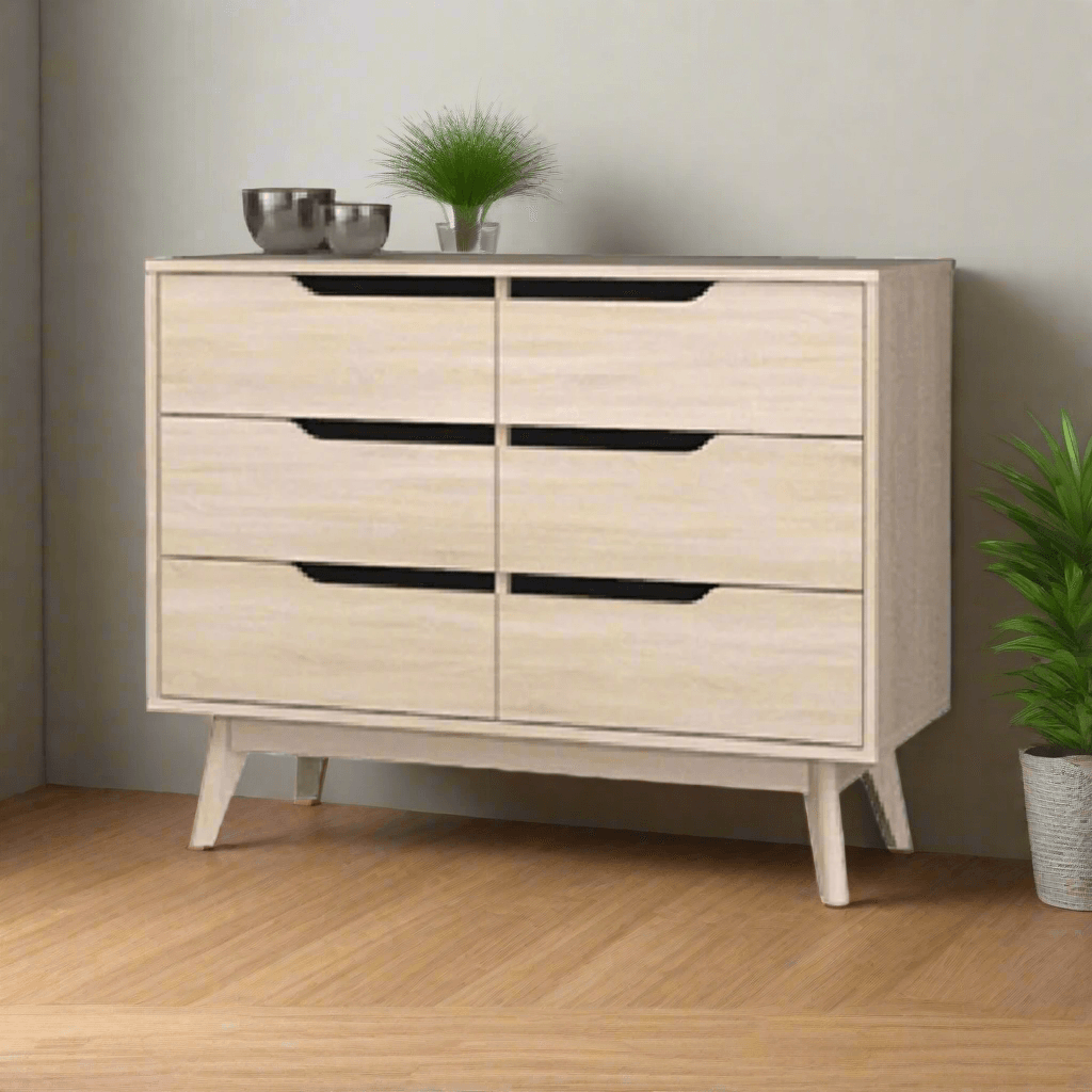 Trystan Senior Wooden Chest of Drawer – 6 Storage Drawers – Megafurniture