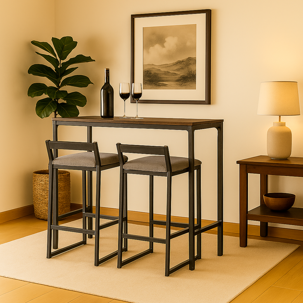 Tybalt Wooden Bar Table Set (1+2) – Megafurniture