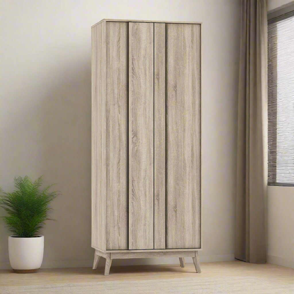 Yeira 2 Door Wooden Wardrobe (80cm) – Rustic Storage for Small Bedrooms ...