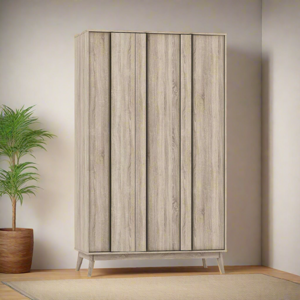 Yeira 3 Door Wooden Wardrobe | Rustic Particle Board Wardrobe ...