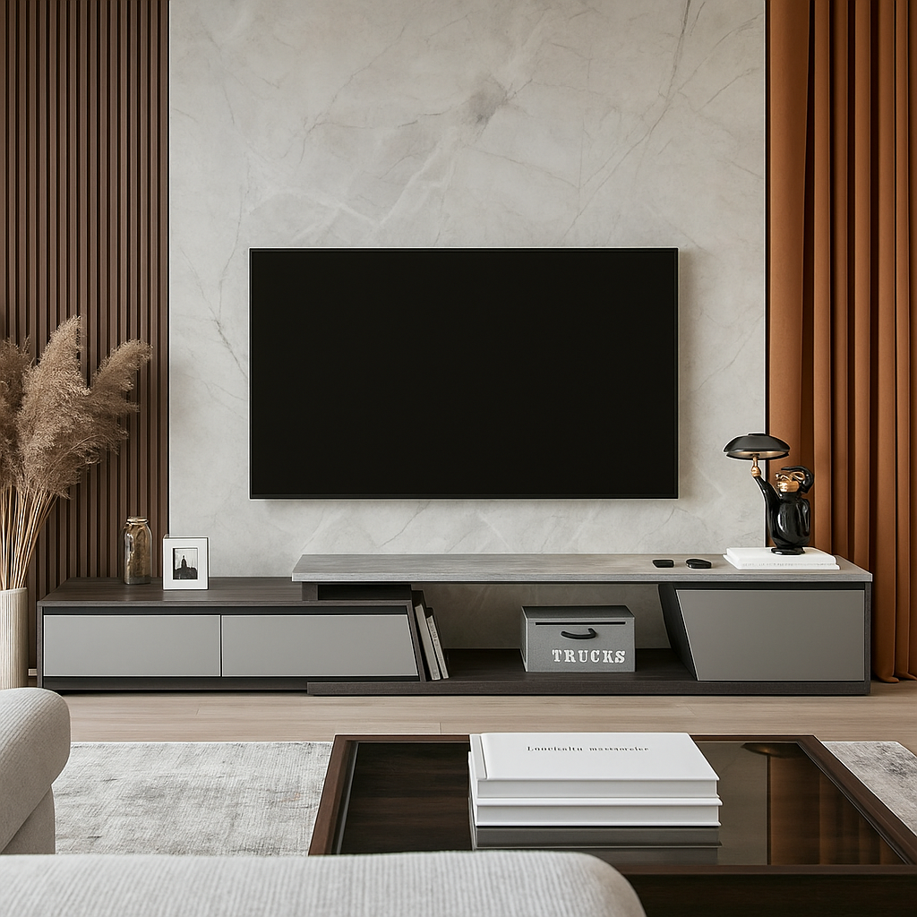 Zion Glossy Sintered Stone Extendable TV Console – Megafurniture