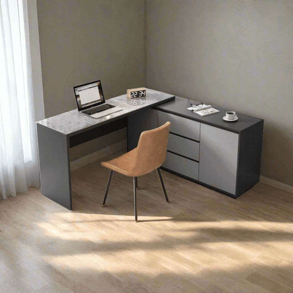 Zion Polished Sintered Stone Study Desk – Megafurniture