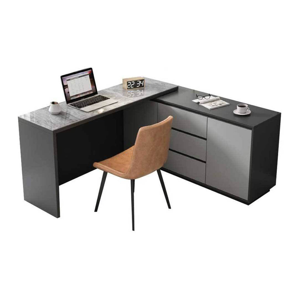 Zion Polished Sintered Stone Study Desk – Megafurniture